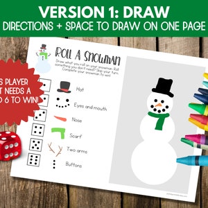 Roll A Snowman Game Printable, Build A Snowman, Preschool Class Party ...