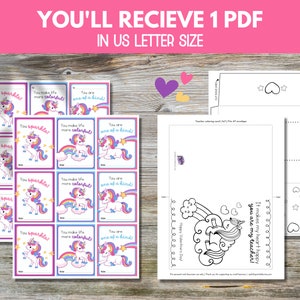 Unicorn Valentine, Printable Unicorn Valentines and Teacher Card ...
