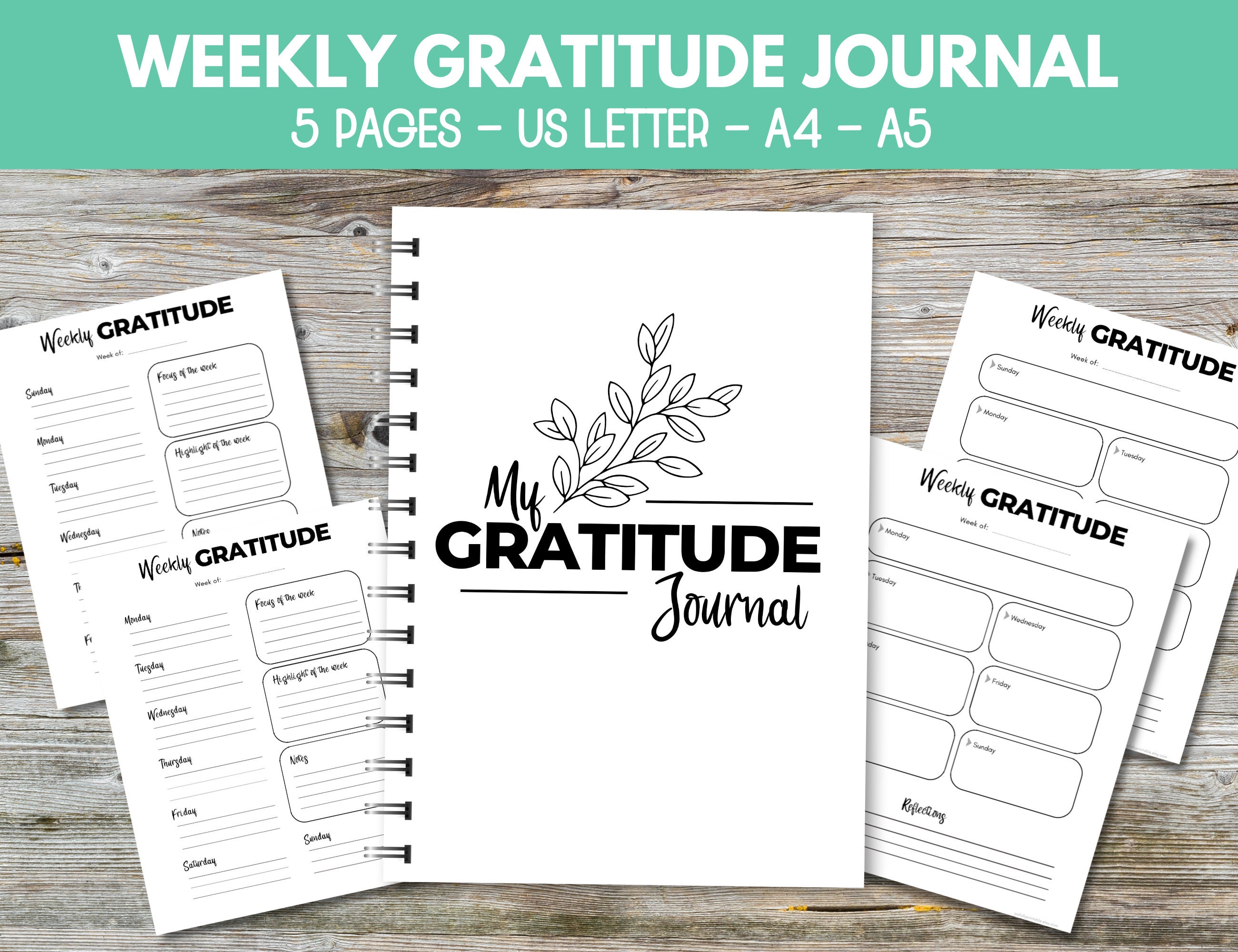 Weekly Gratitude Journal Printable, Gratitude Tracker,gratitude Planner ...