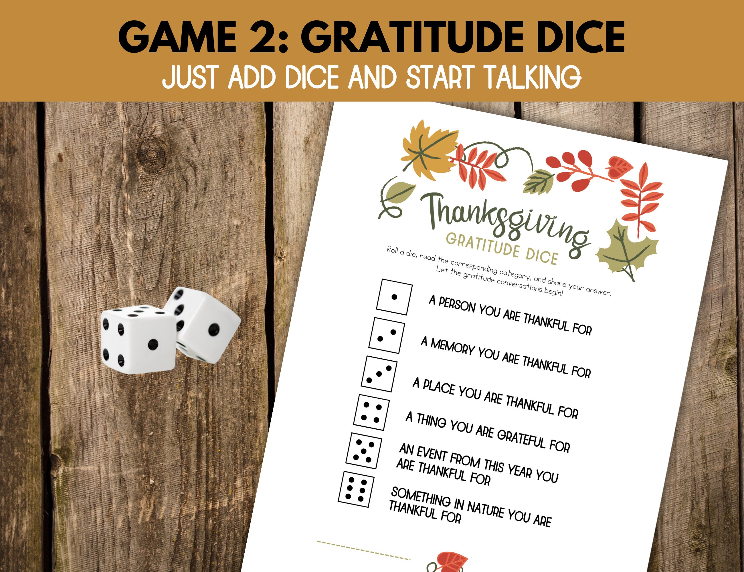Gratitude Dice, Candy Dice Printable, Thanksgiving Candy Dice ...