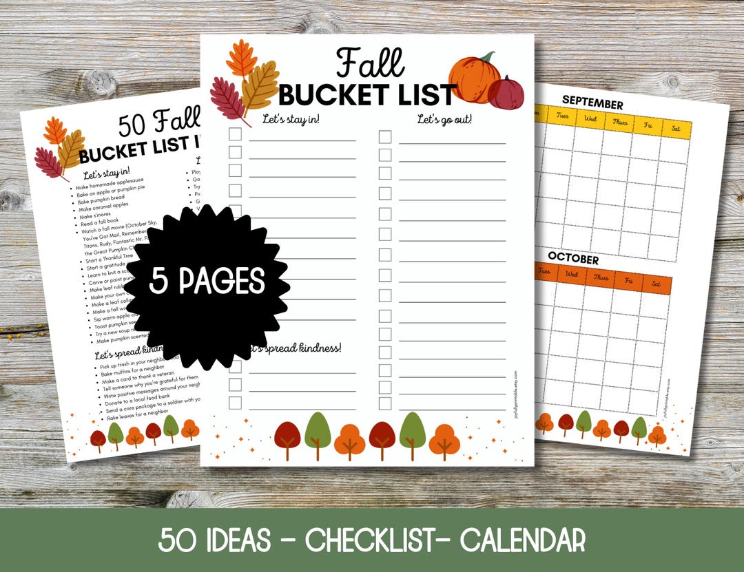 Fall Bucket List Printable, Autumn Bucket List, Fall Bucket List ...