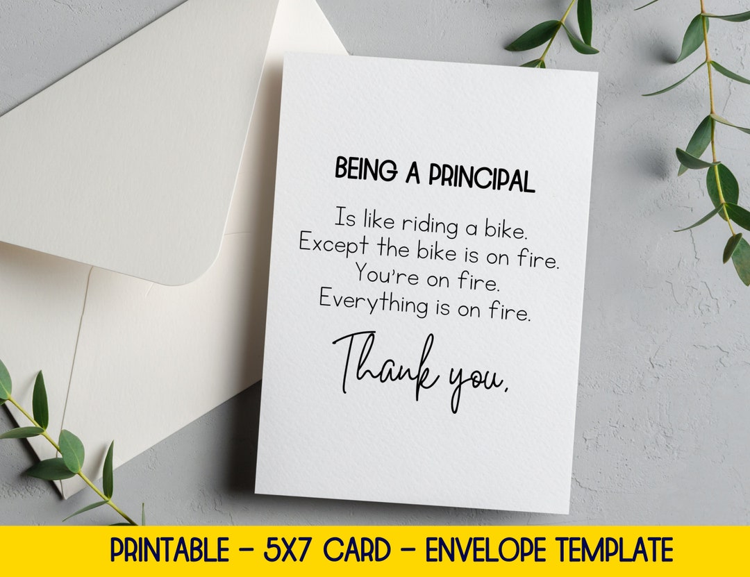 Principal Appreciation Card Printable, Principal Thank You Card ...