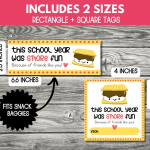 Last Day of School Treat Bag Topper Printable, S'mores Gift Tag, End of ...