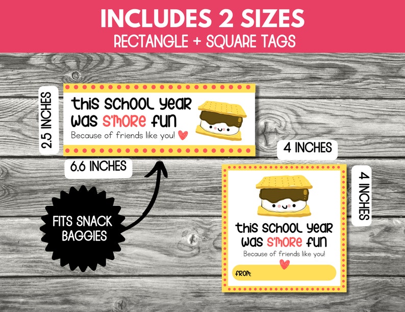Last Day of School Treat Bag Topper Printable, S'mores Gift Tag, End of ...