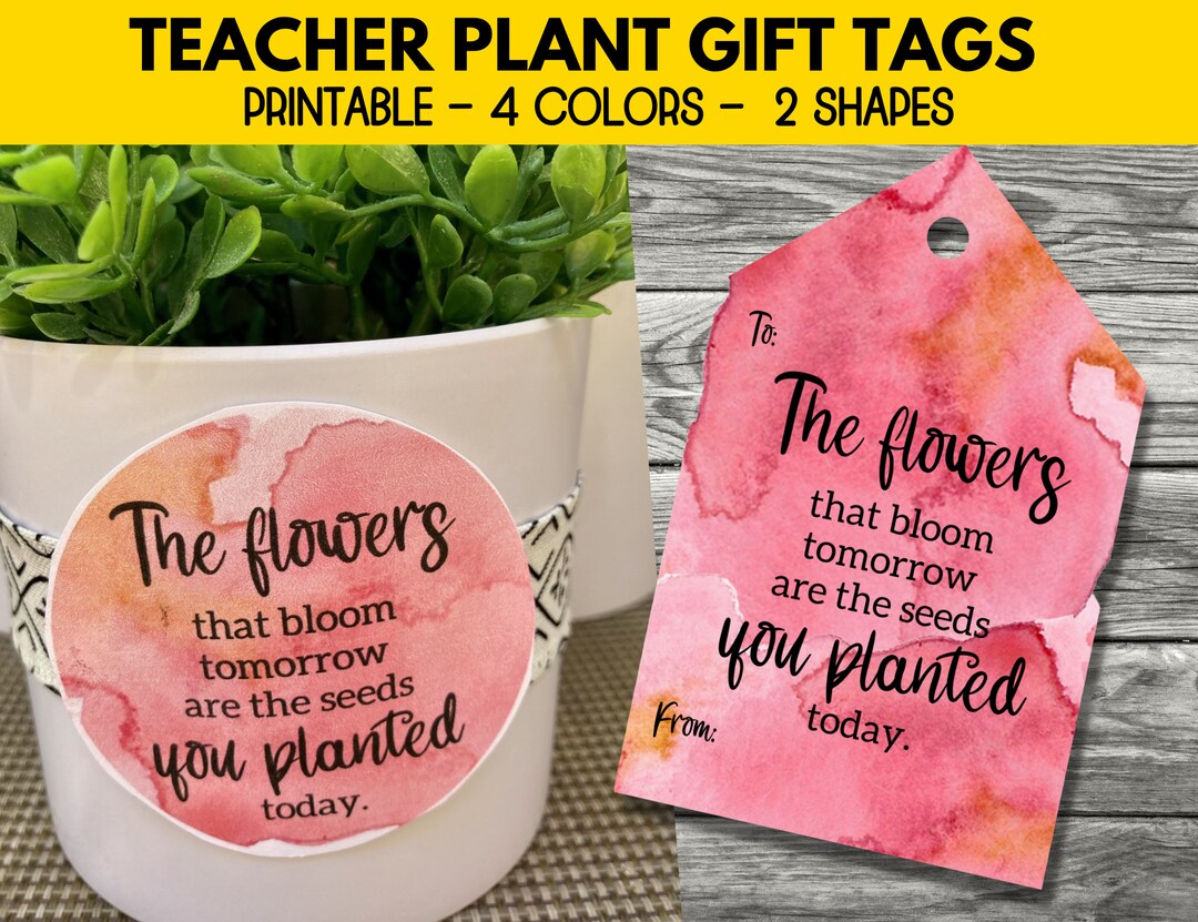 Teacher Appreciation Plant Tag Printable, Teacher Thank You Flowers Tag ...