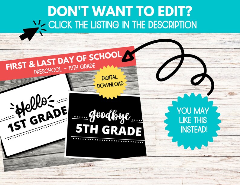 Editable First and Last Day of School Sign First Day of - Etsy