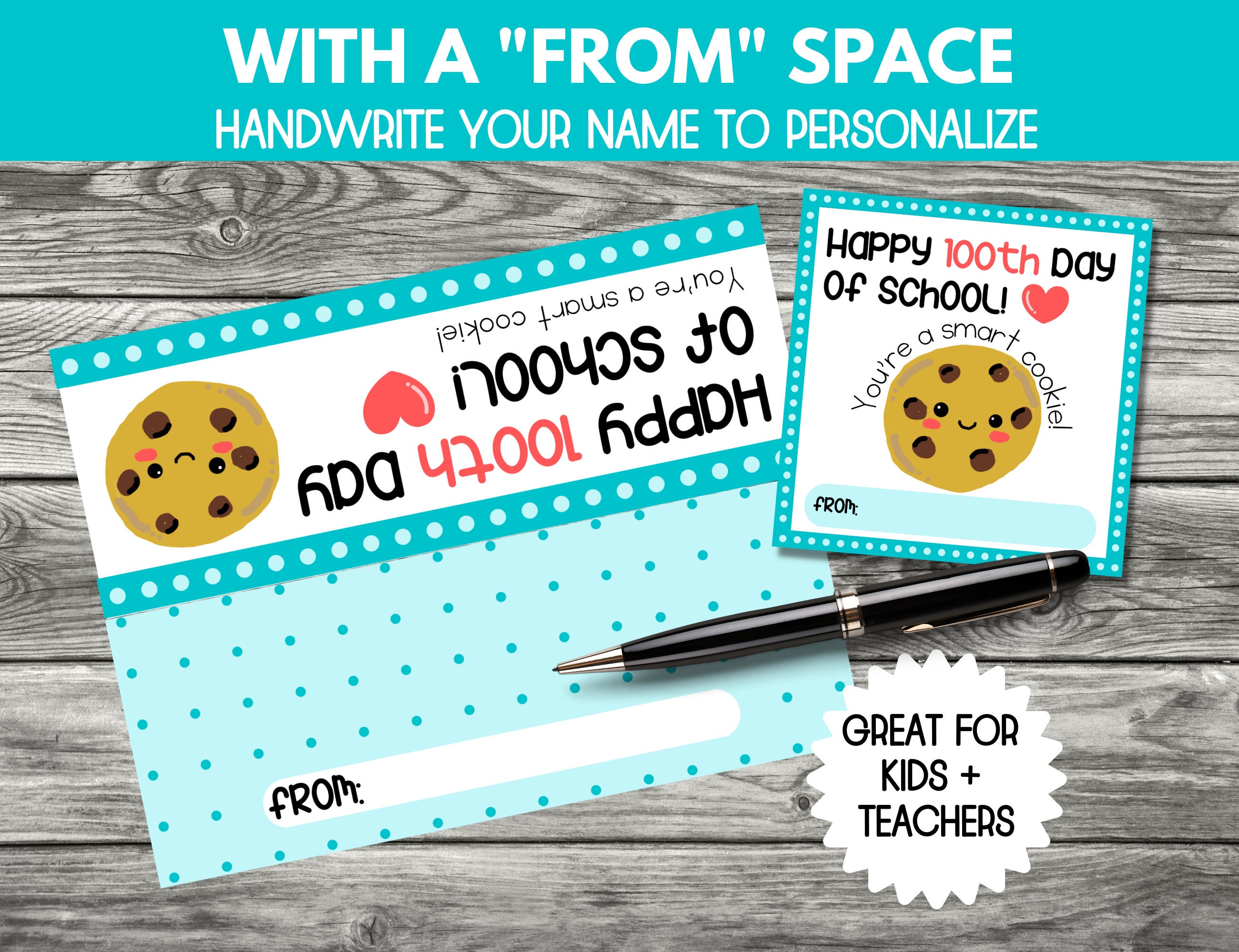 100th Day of School Treat Bag Topper Printable, Happy 100th Day of ...