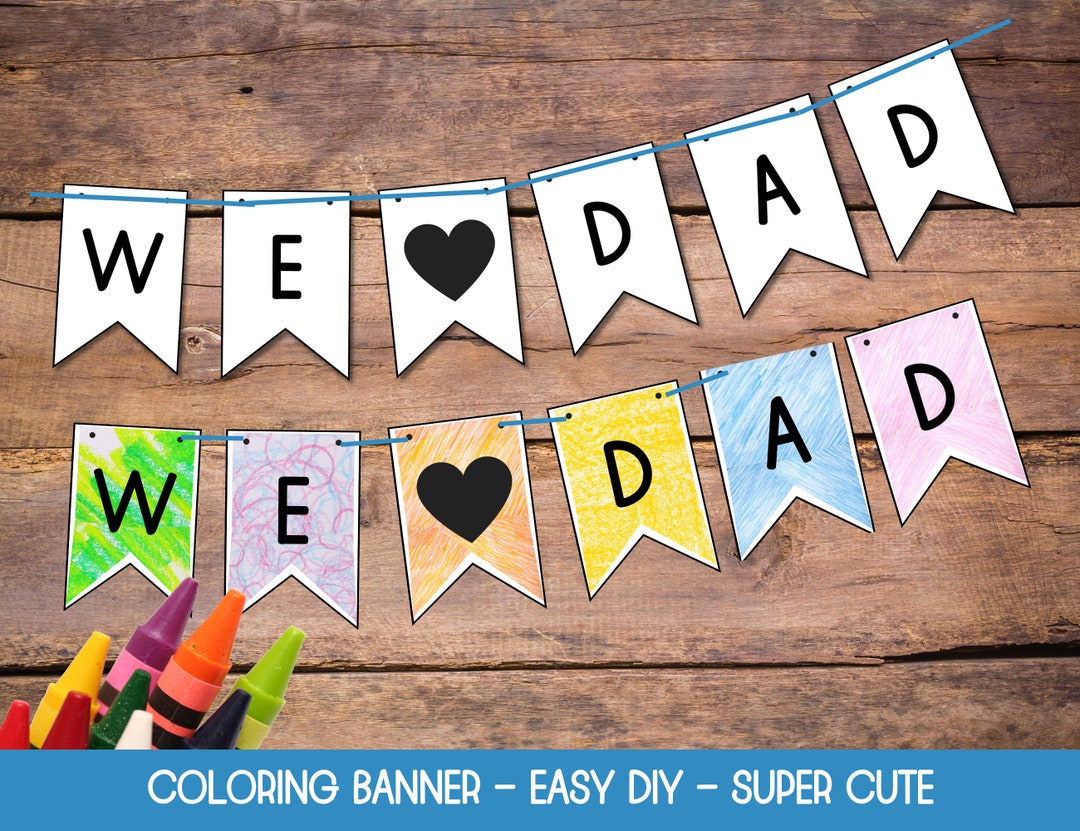 Father's Day Coloring Banner, Father's Day Banner Printable, Father's ...