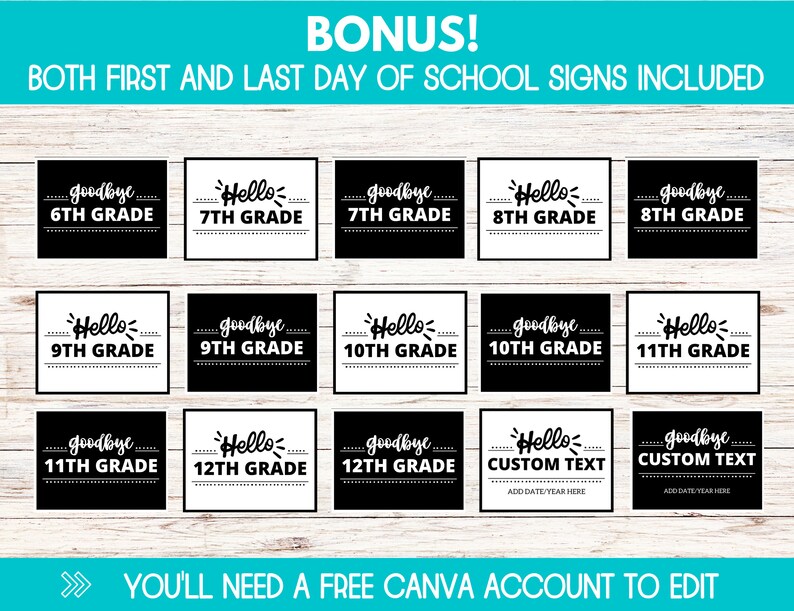 Editable First and Last Day of School Sign First Day of - Etsy
