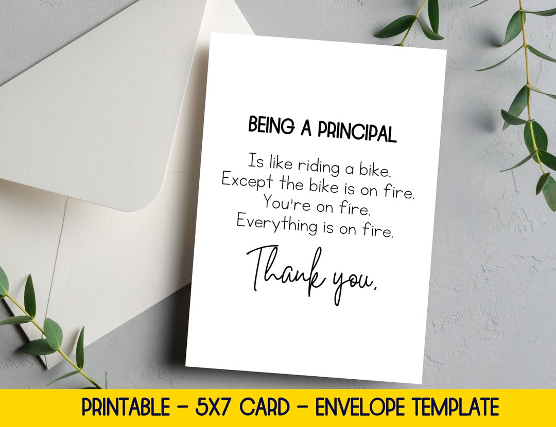 Principal Appreciation Card Printable, Principal Thank You Card ...