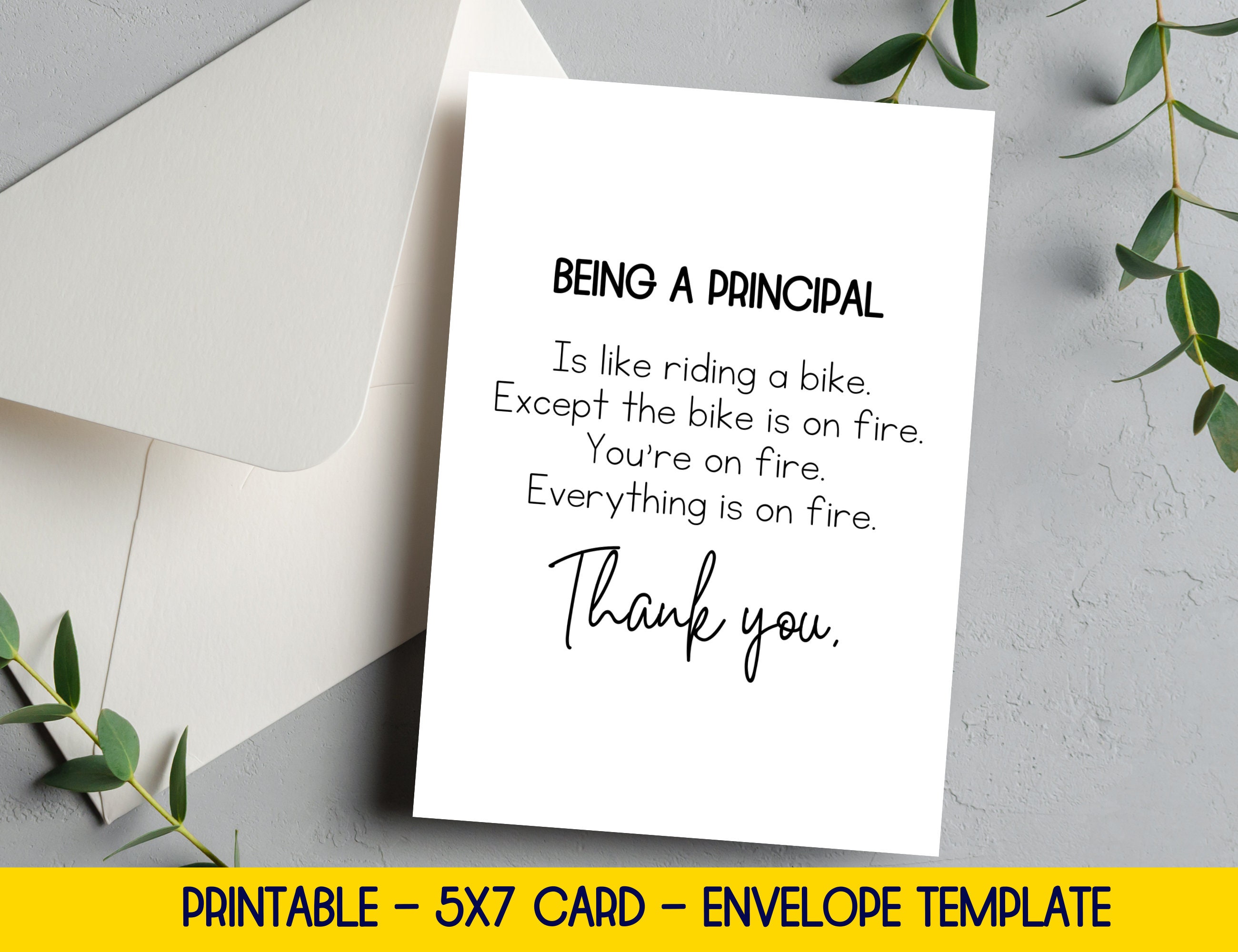 Principal Appreciation Card Printable, Principal Thank You Card ...