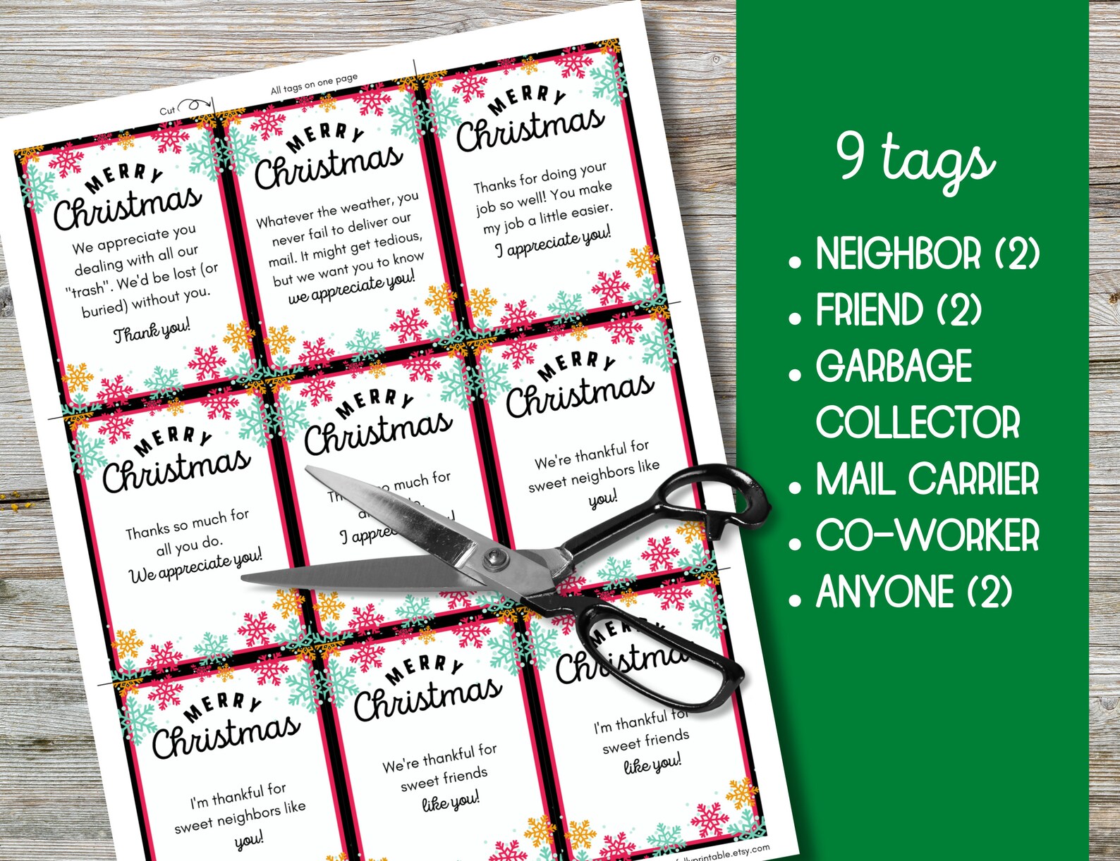 Christmas Treat Tags, Christmas Thank You Gift Tags, Christmas Neighbor ...