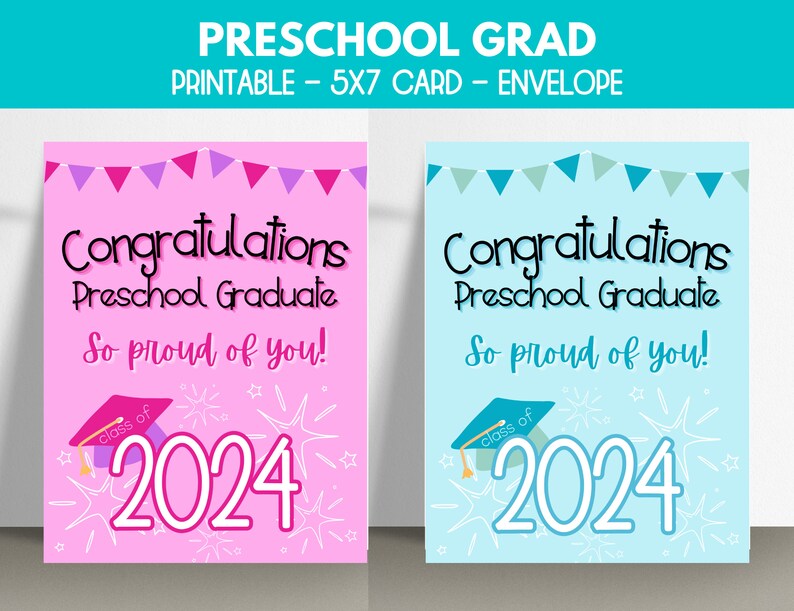 Preschool Graduation Card Printable Preschool Graduation - Etsy