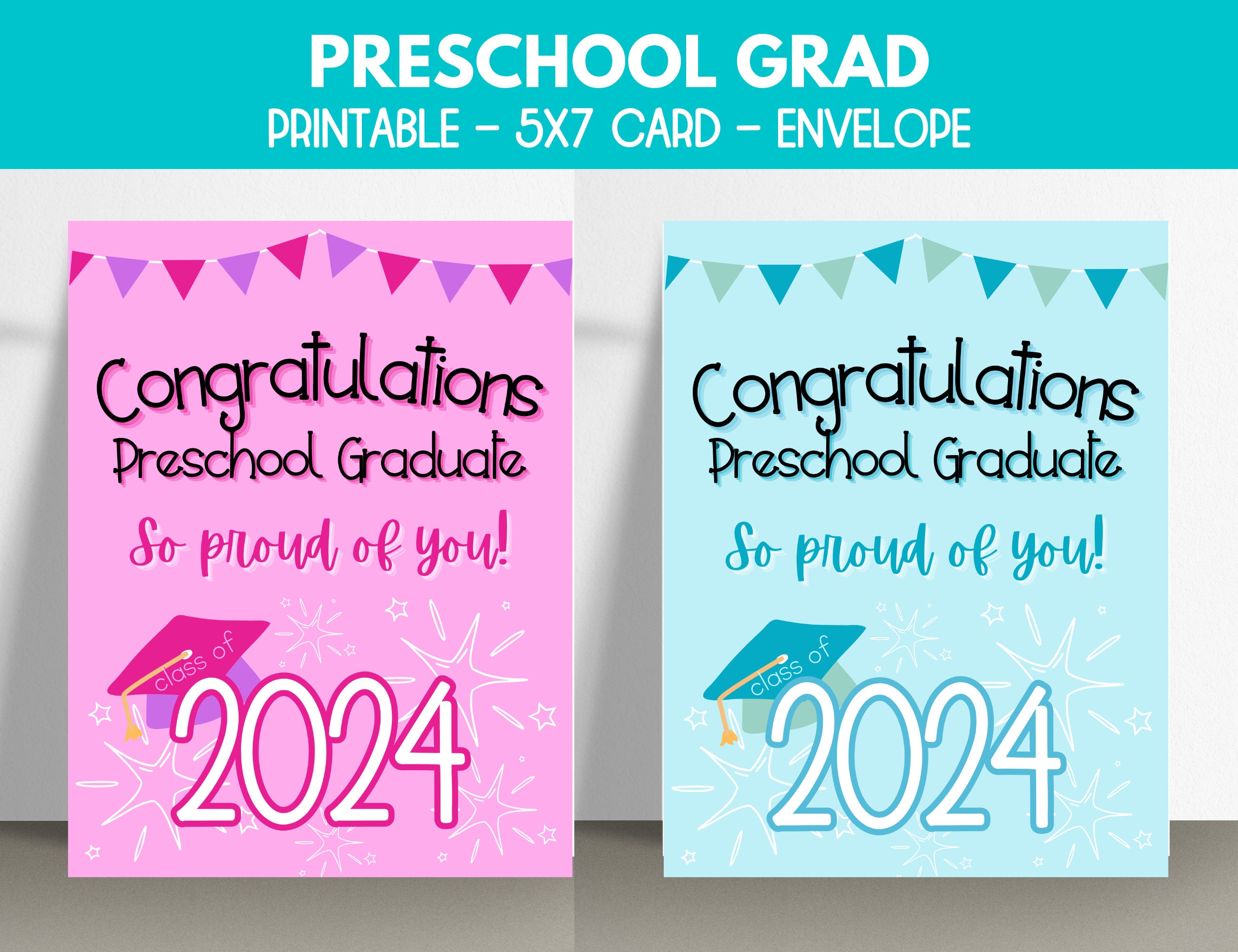 Preschool Graduation Card Printable Preschool Graduation - Etsy