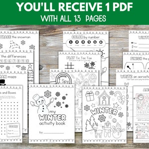 Winter Activity Pack, Winter Coloring Pages for Kids, Winter Activity ...