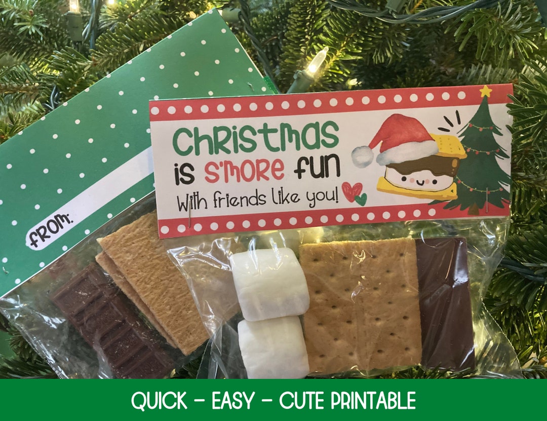 Christmas Smore Tag Printable, Christmas Smores Favor Tag, Smores Treat ...