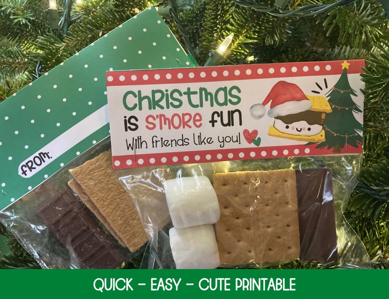 Christmas Smore Tag Printable, Christmas Smores Favor Tag, Smores Treat ...