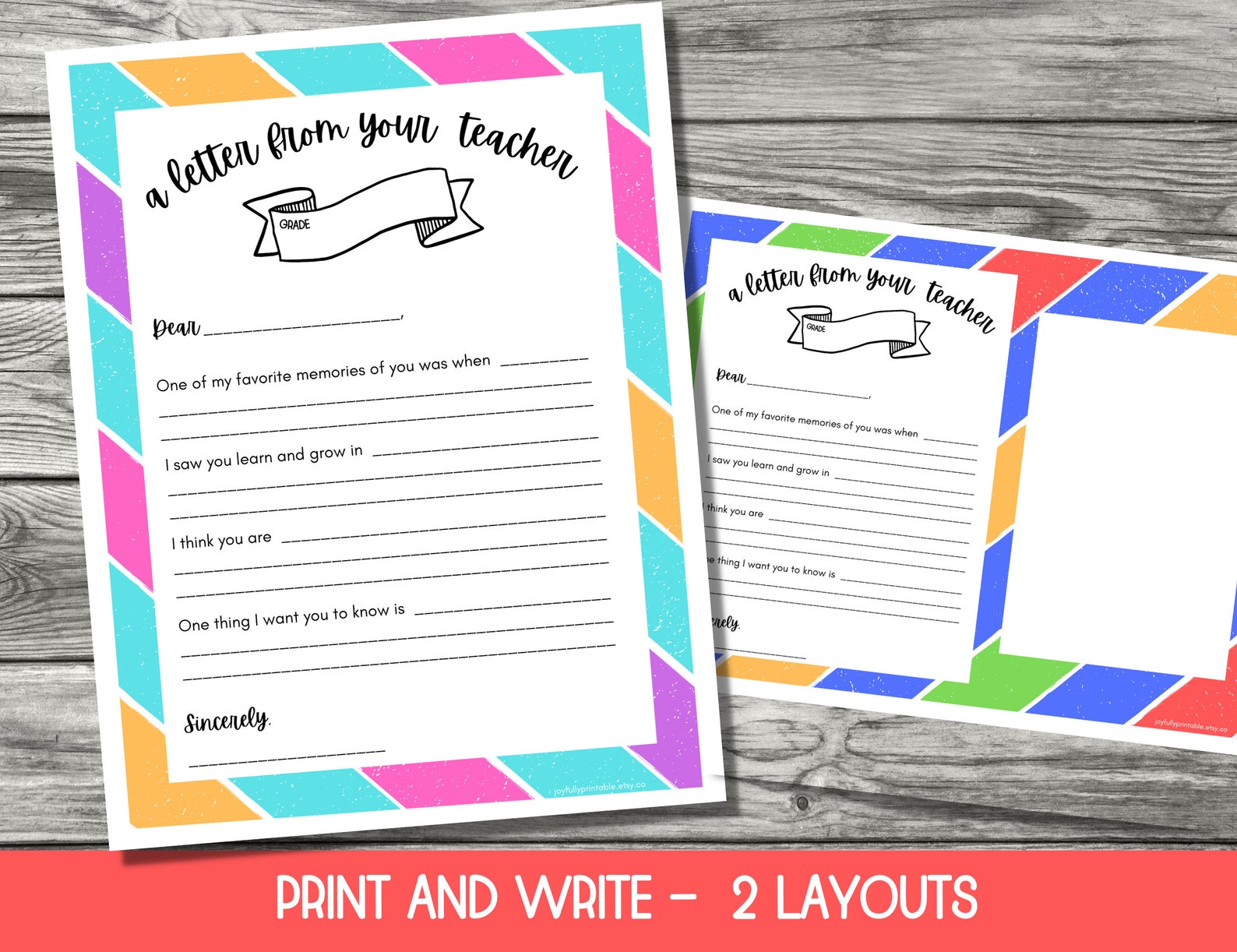 Teacher End of School Letter Printable, Teacher Goodbye Letter to Kids ...