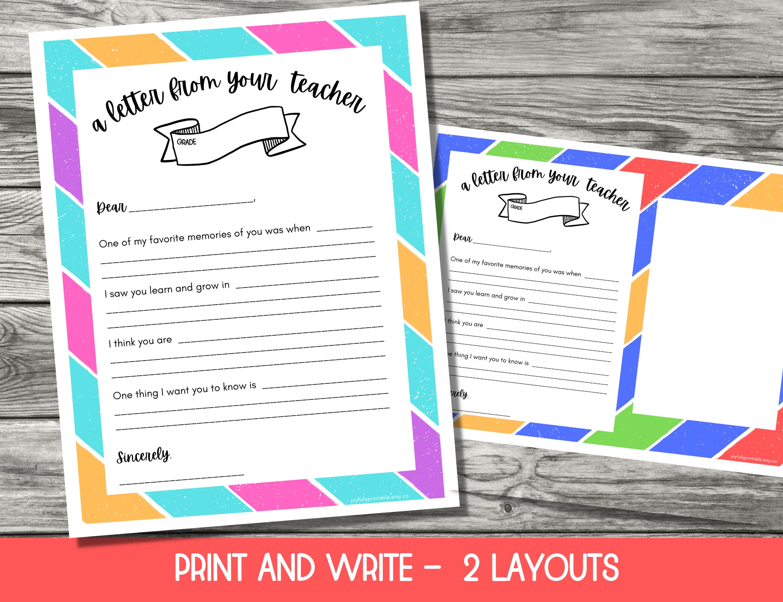 Teacher End of School Letter Printable, Teacher Goodbye Letter to Kids ...