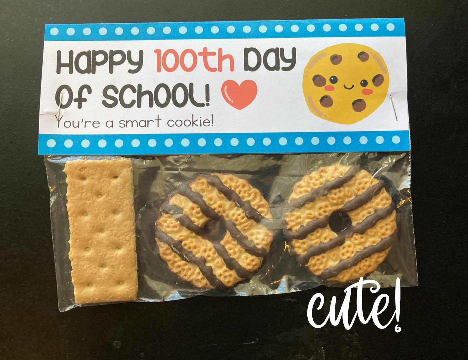 100th Day of School Treat Bag Topper Printable, Happy 100th Day of ...