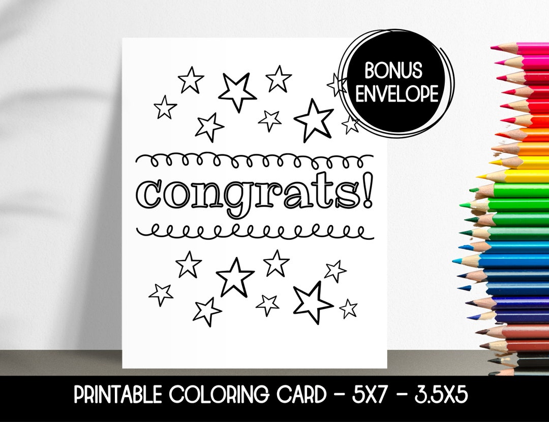 Congrats Coloring Card Printable, Congratulations Card Printable ...