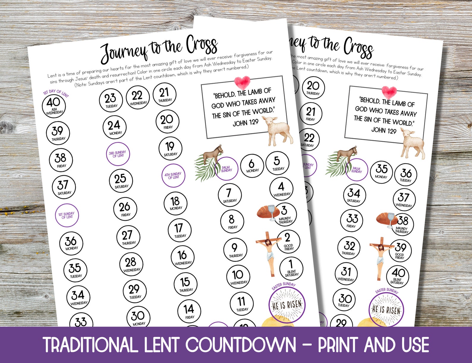 Printable Lent Calendar, Lenten Calendar, Ash Wednesday Printable ...
