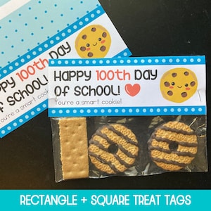 100th Day of School Treat Bag Topper Printable, Happy 100th Day of ...