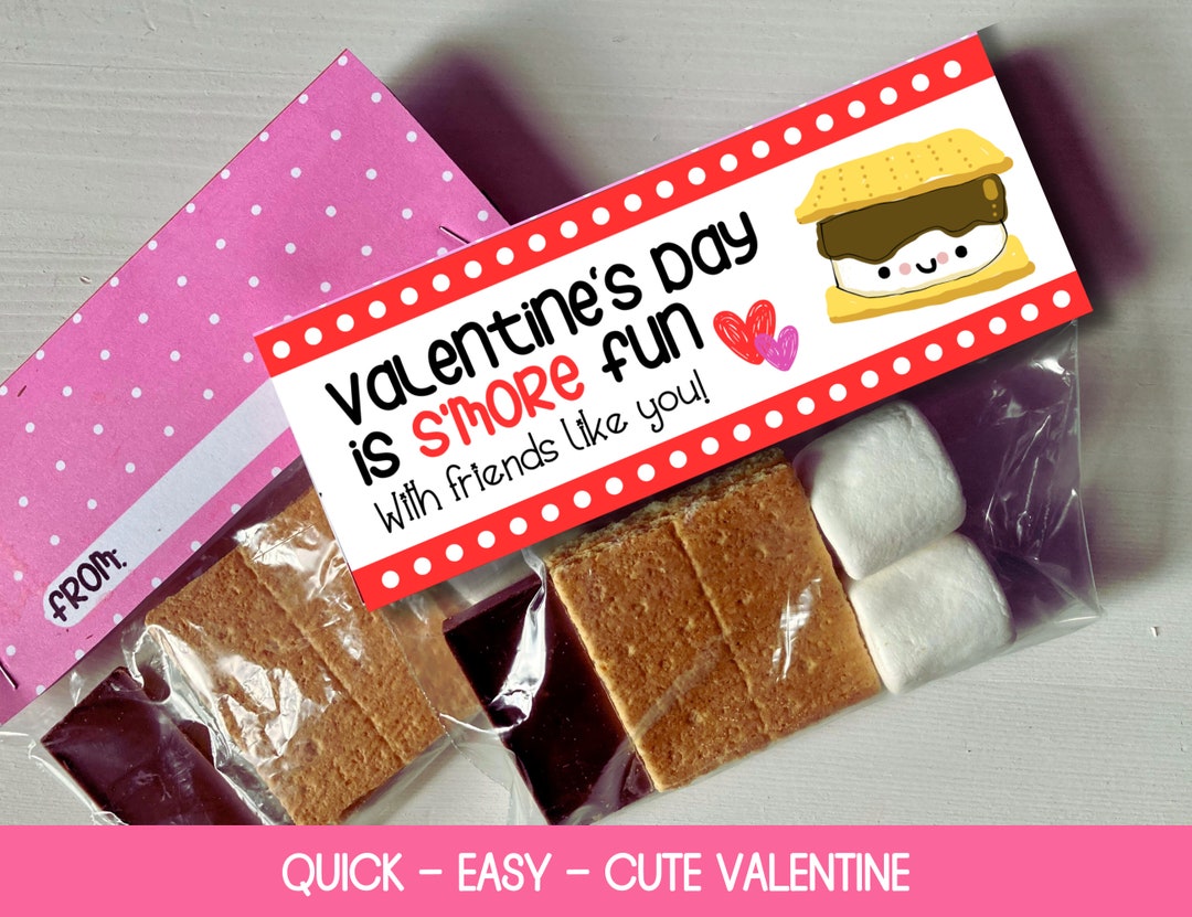 Valentine Treat Bag Topper, Smores Valentine, Valentine Smores ...