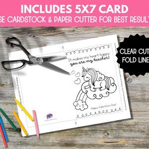 Printable Valentines Day Card for Teacher, Unicorn Valentine, Teacher ...
