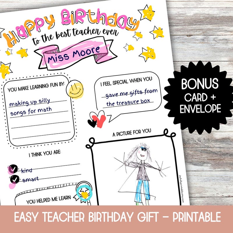Teacher Birthday Card - Etsy