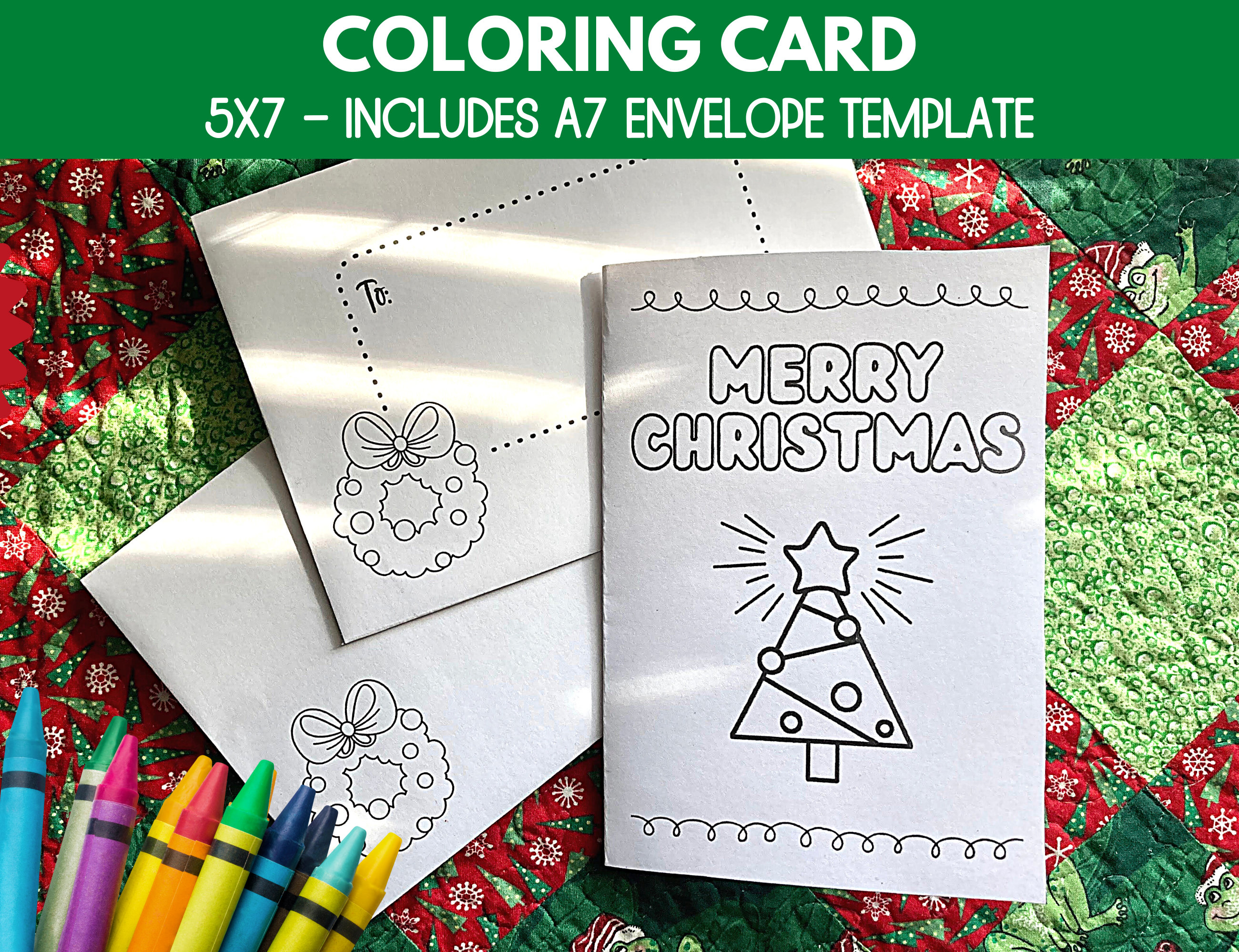 Printable Christmas Coloring Card With Envelope Template, Christmas ...