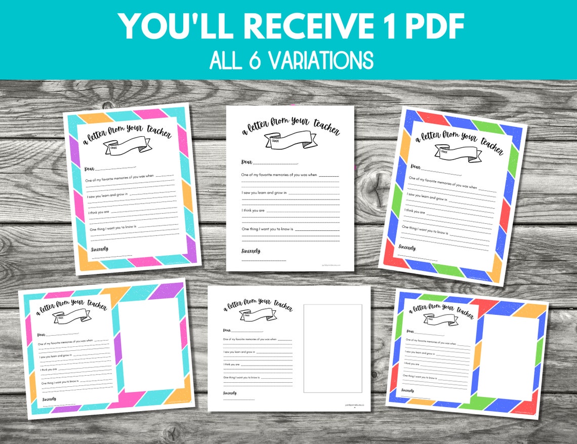 Teacher End of School Letter Printable, Teacher Goodbye Letter to Kids ...