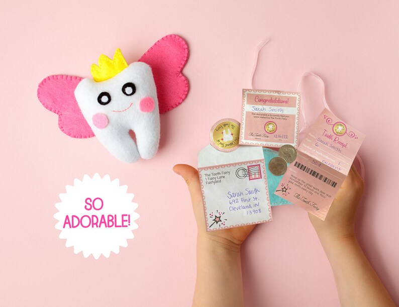 Pink Tooth Fairy Letter Printable Kit Baby Teeth Chart Tooth - Etsy