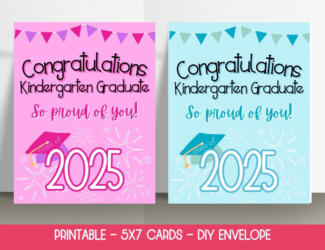 Kindergarten Graduation Cards Printable, Kindergarten Graduation Gift ...