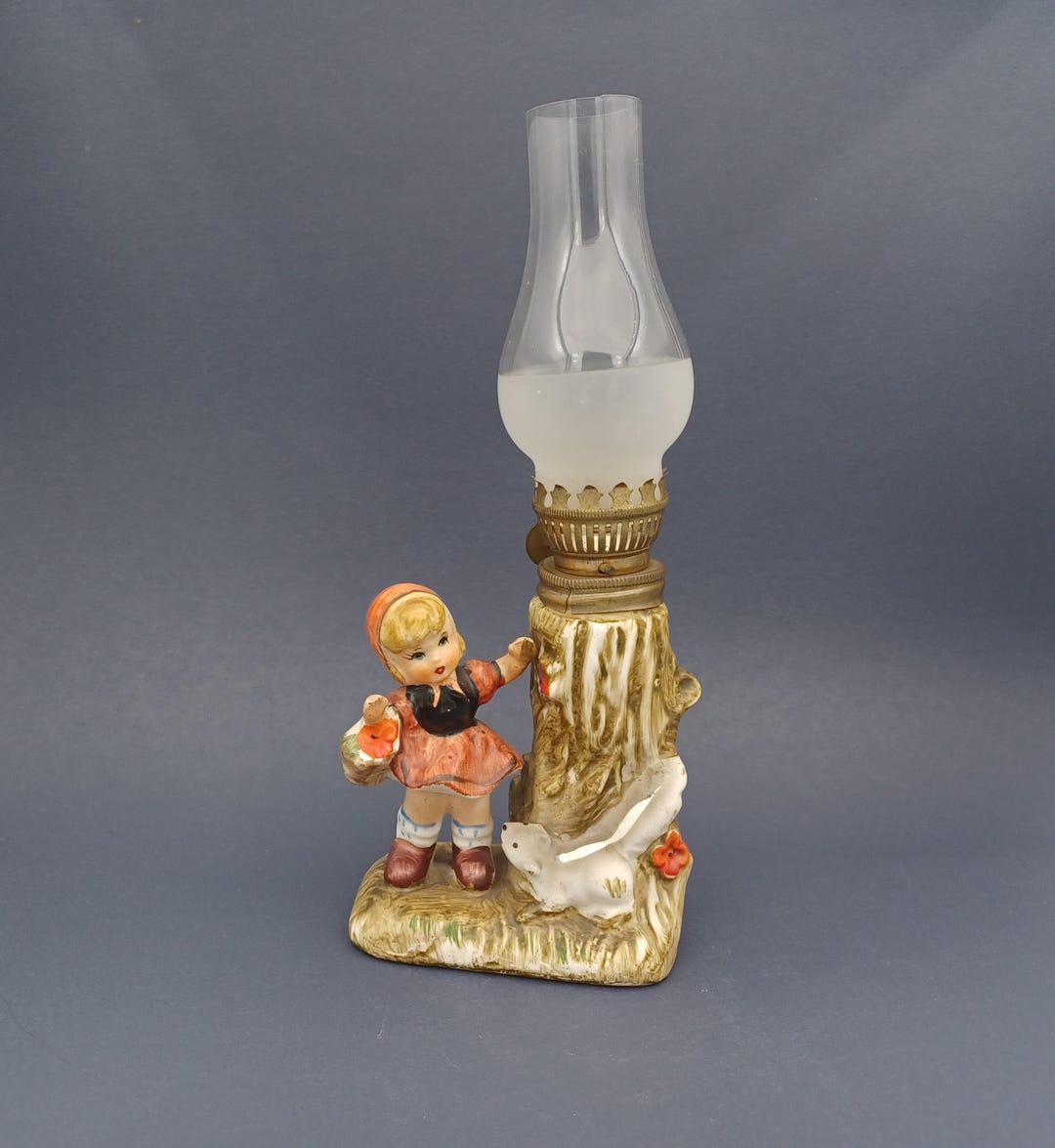 Oil Lamp Goebel-style Girl With Skunk Ceramic Japan 1970 - Etsy