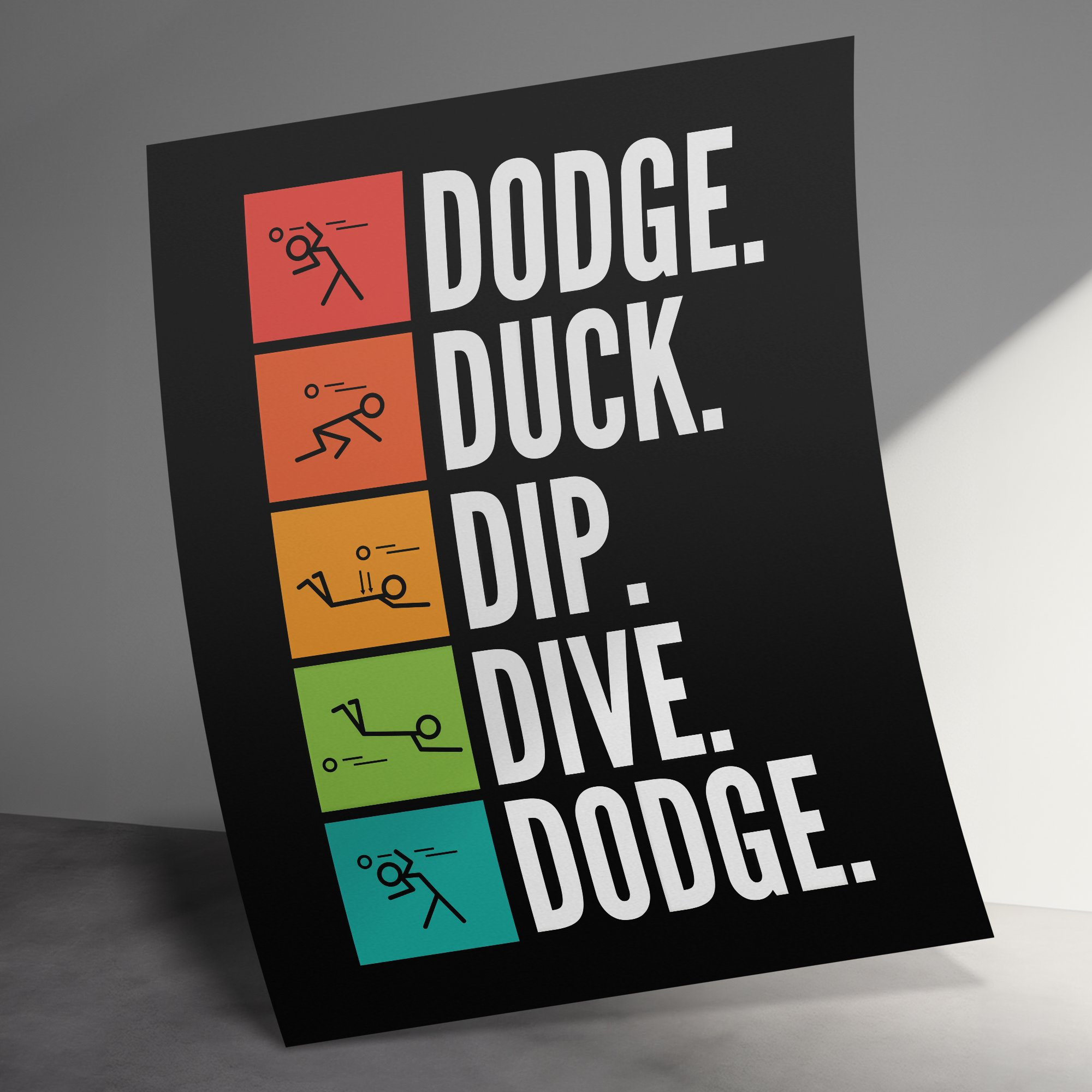 Dodgeball Gift: Stick Figure Art Print, Dodgeball Poster, Wall Decor ...