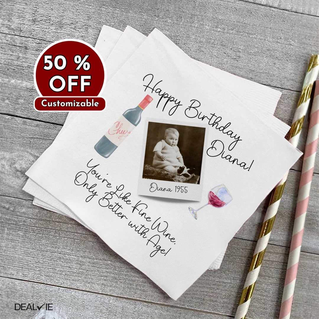 Personalized Birthday Napkins, Custom Photo and Name Napkins, Unique ...