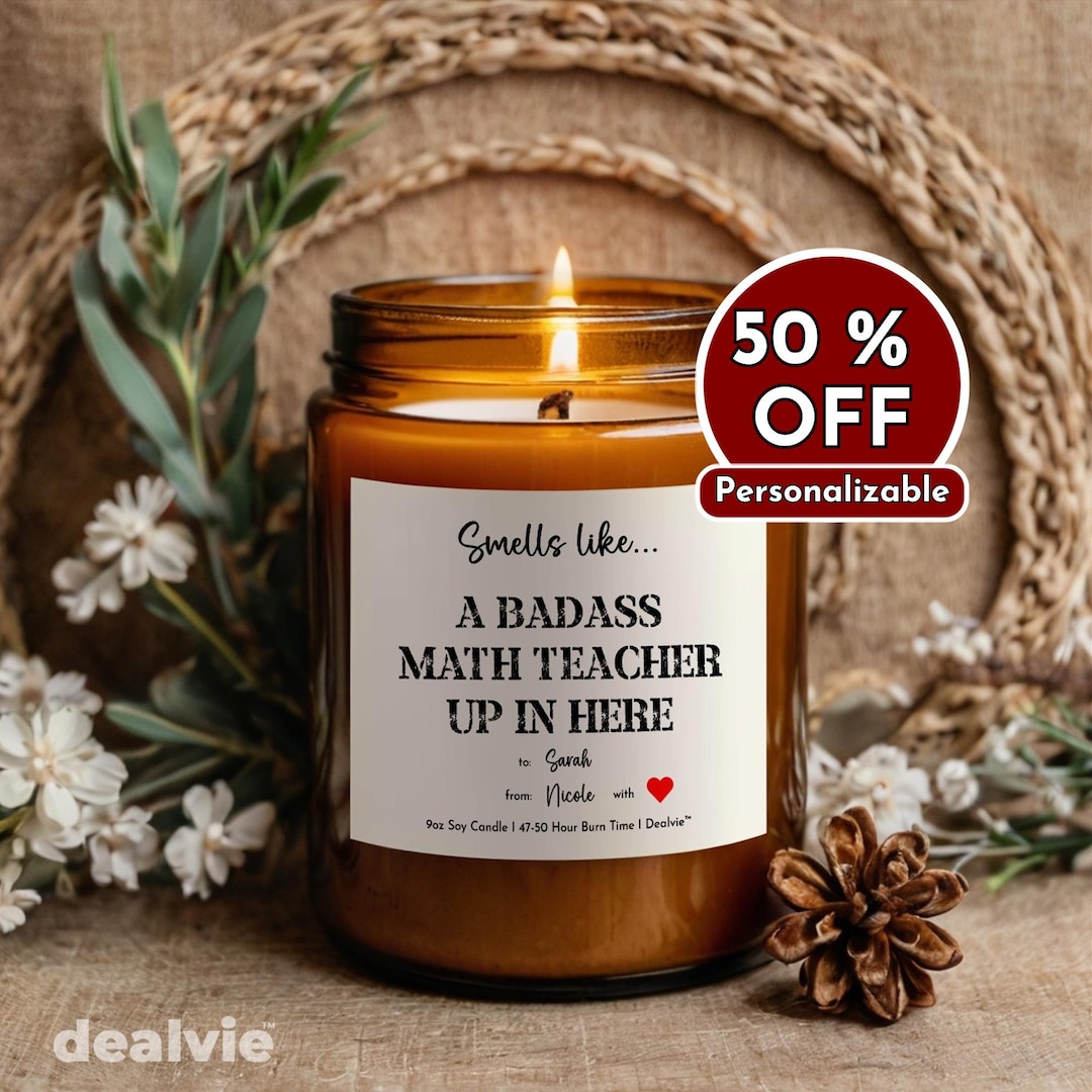 Custom Badass Math Teacher Candle, Math Teacher Gifts, Gift for Math ...