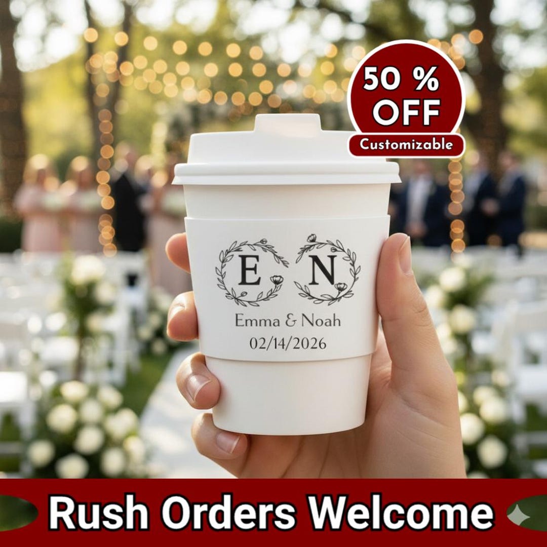 Personalized Wedding Coffee Cup Sleeves – Custom Monogrammed Favors - Etsy