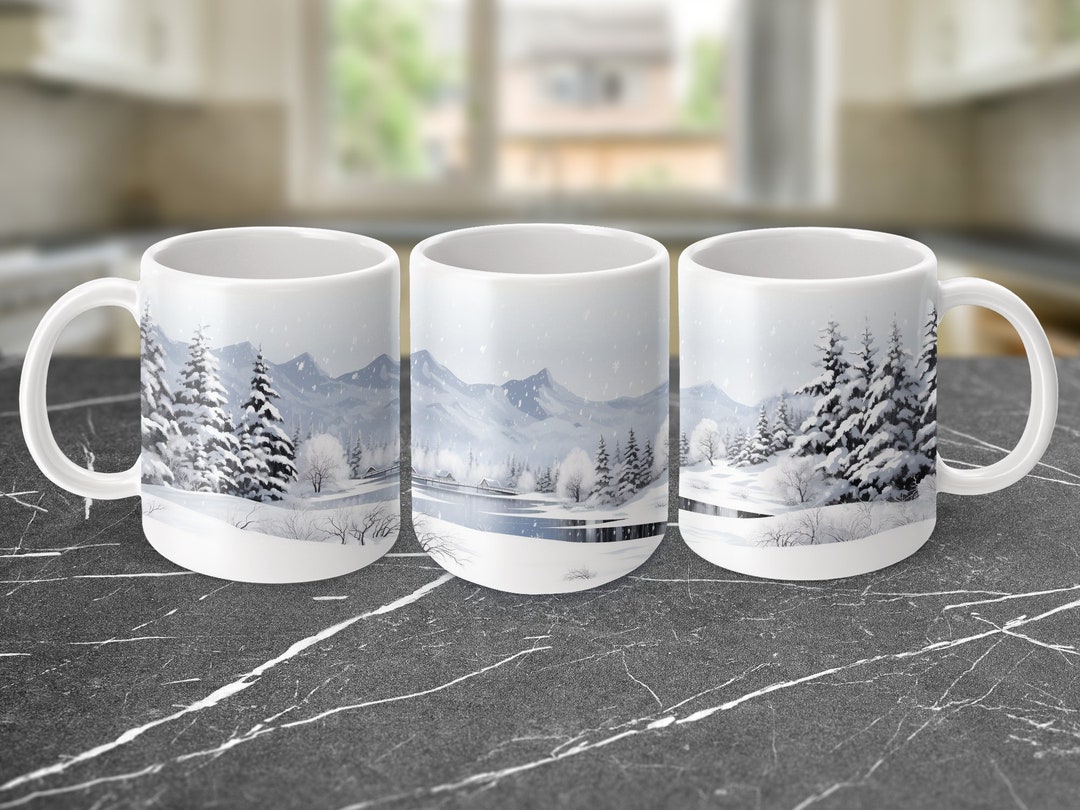 Winter Christmas Scene Mug Wrap: 11oz & 15oz Sublimation Design ...