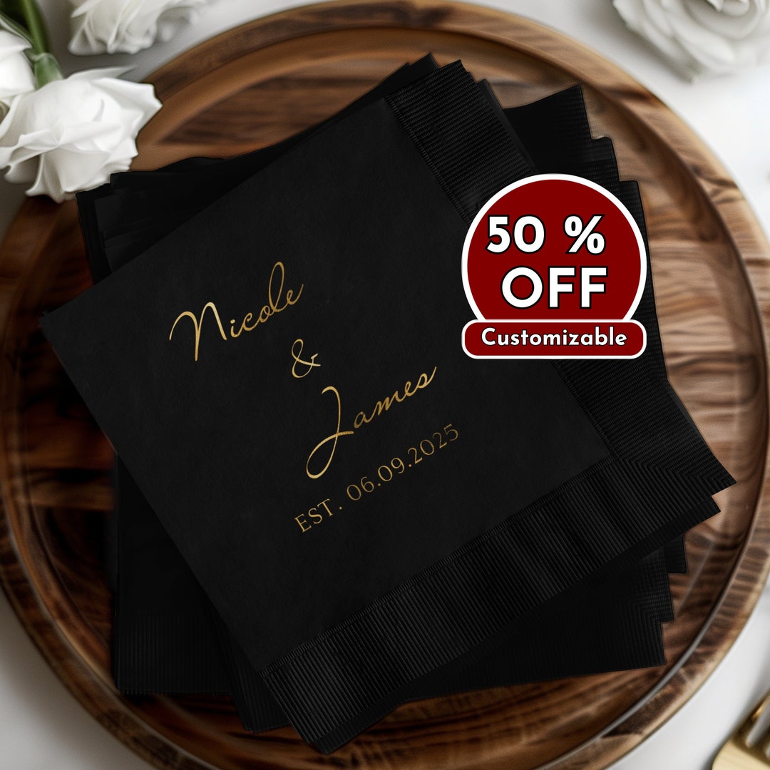 Custom Wedding Napkins, Personalized Napkins, Wedding Favors, Cocktail ...