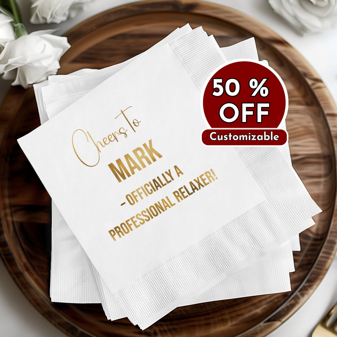 Custom Retirement Napkins: Foil Printed Party Decor - Etsy