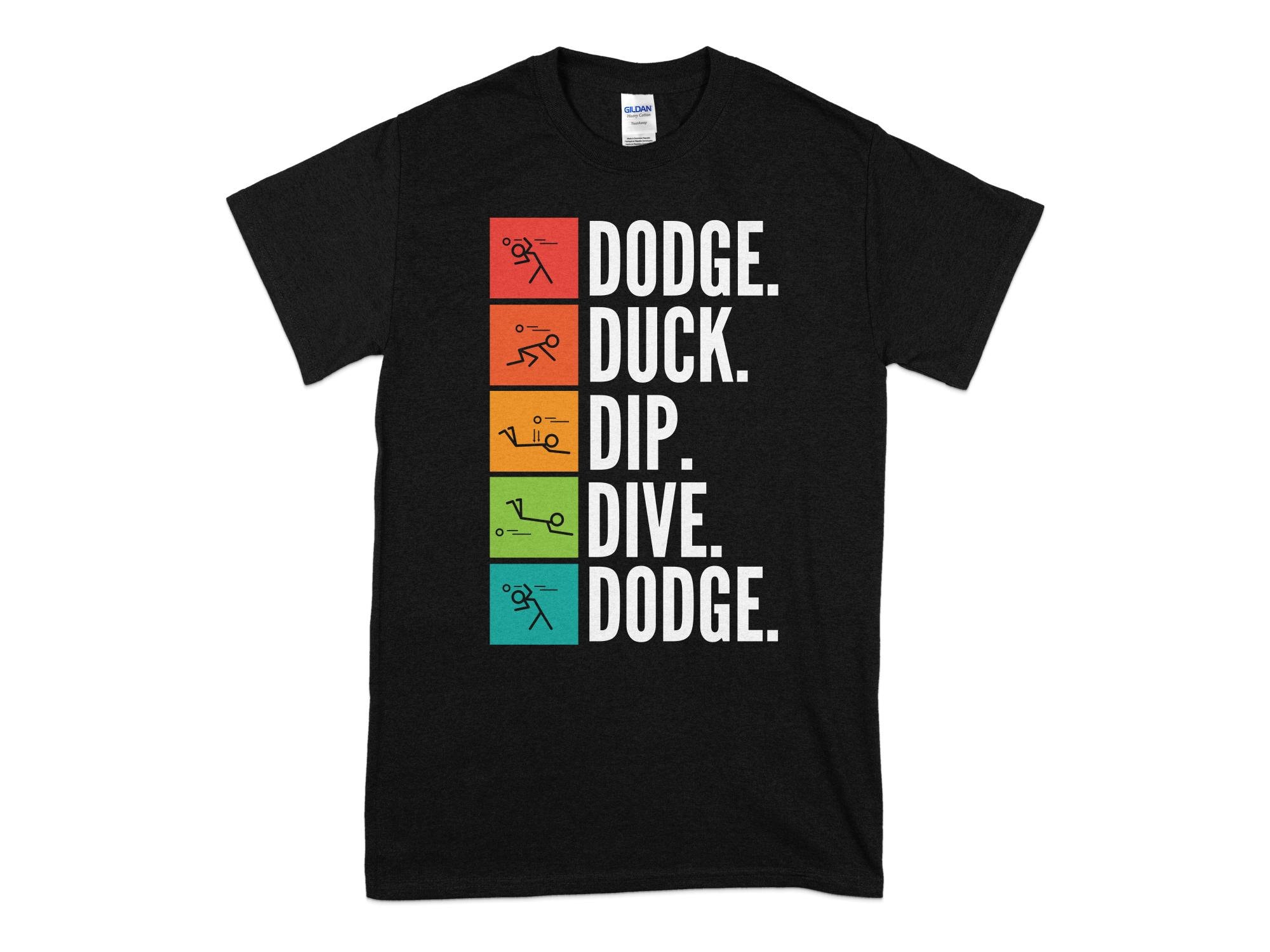 Colorful Stick Figure Dodgeball T-shirt, Dodgeball Athlete Design Tee ...