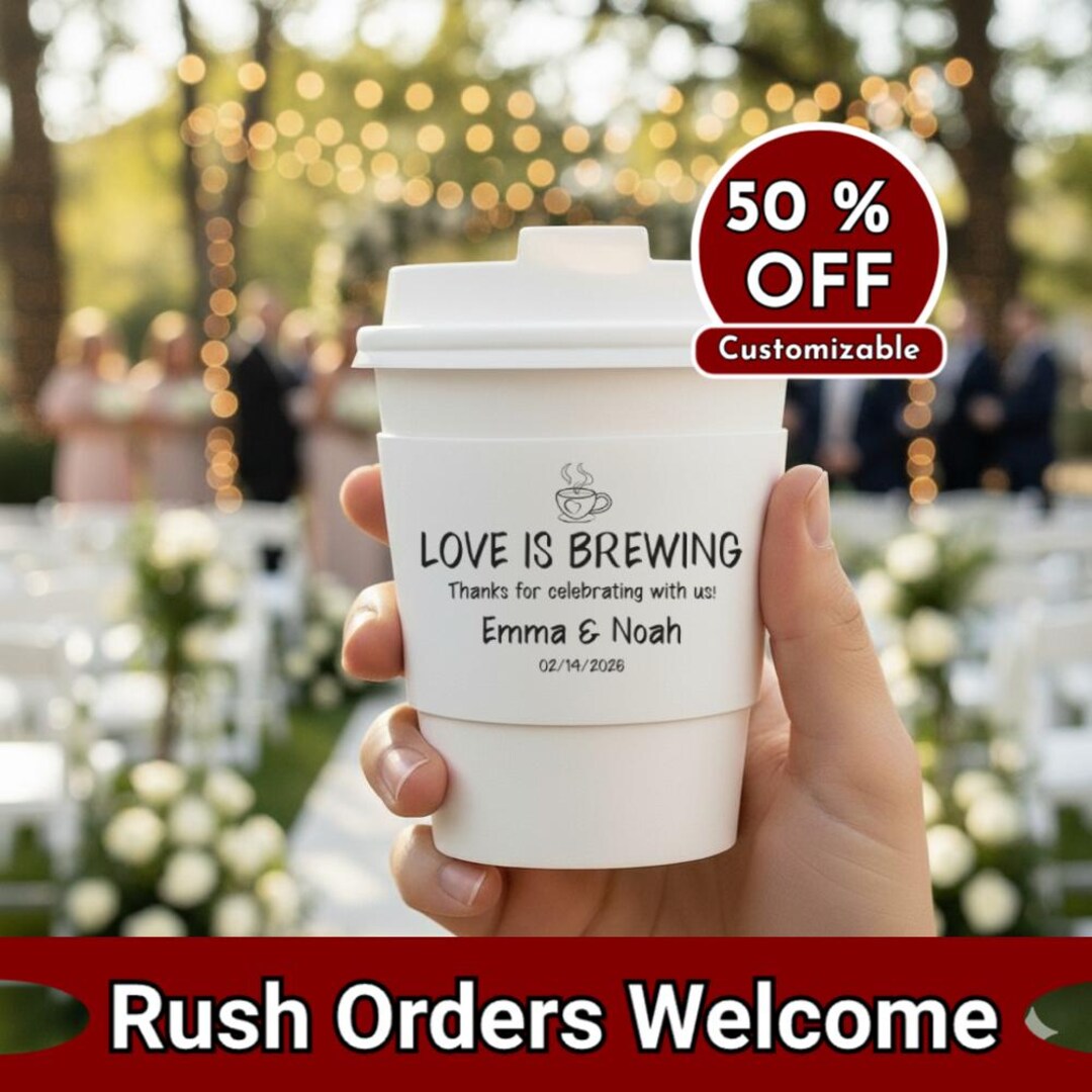 Personalized Wedding Coffee Cup Sleeves – Love is Brewing Monogram - Etsy