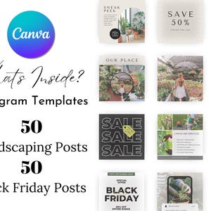 Landscaping Marketing Social Media Posts, 100 Instagram Posts, Canva ...