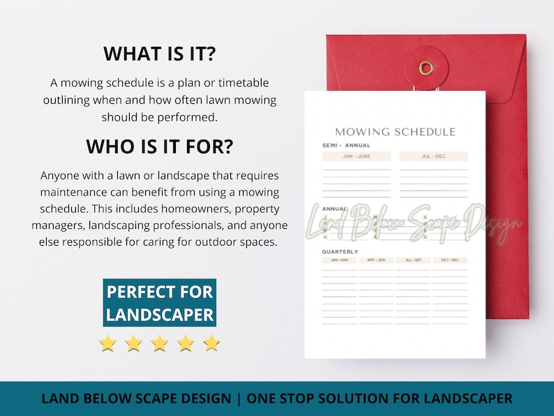 Lawn Care Mowing Schedule Templates, Landscape Business Templates ...
