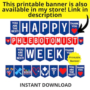 Funny Phlebotomist Week Printable Gift Tags, Happy Phlebotomy Week Sign ...