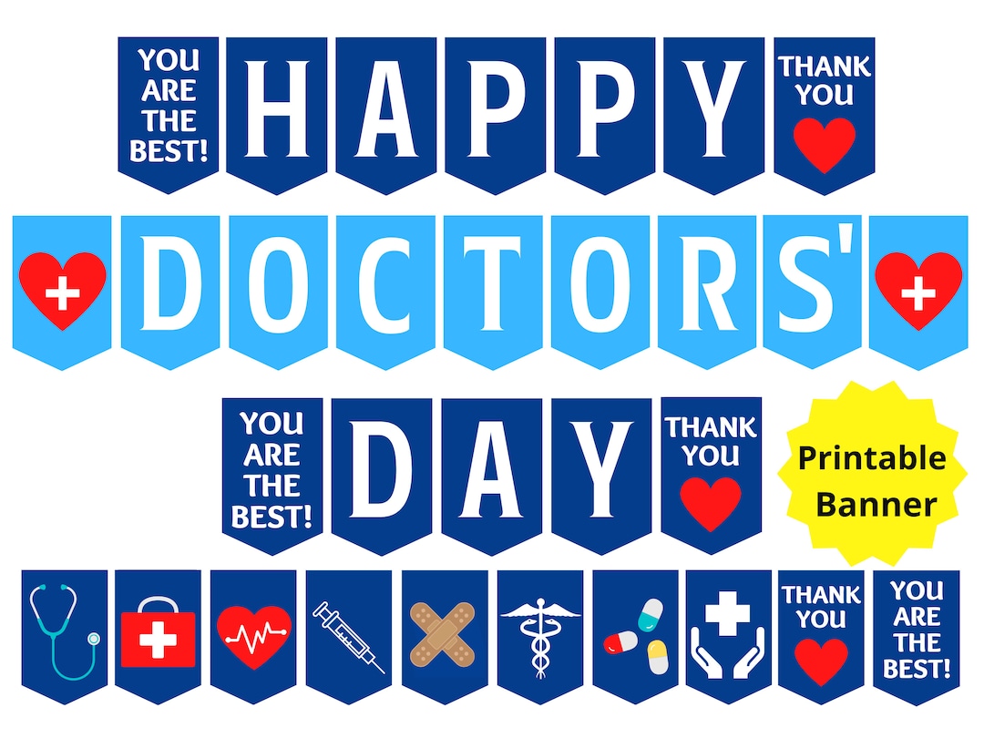 Doctors Day Printable Banner, Happy Doctors Day Sign, Doctor ...
