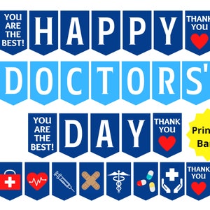 Doctors Day Printable Banner, Happy Doctors Day Sign, Doctor ...
