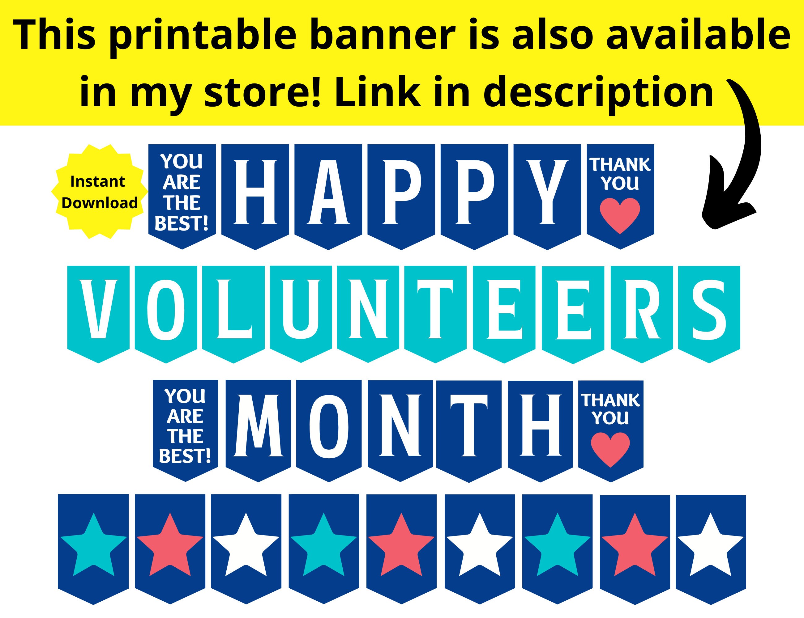 Volunteer Week Printable Banner, Happy Volunteer Week Sign, Volunteer ...